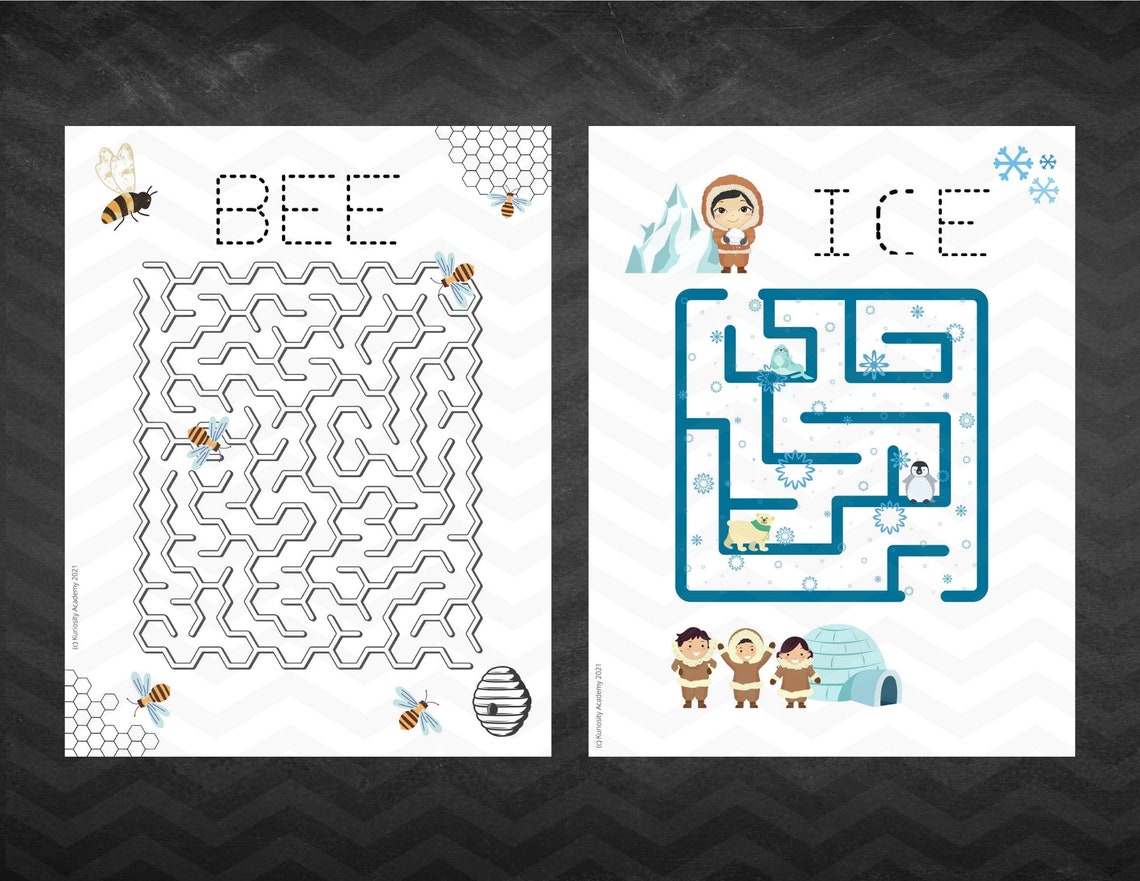 ABC Alphabet Maze Printable Puzzle Tracing Worksheet for - Etsy