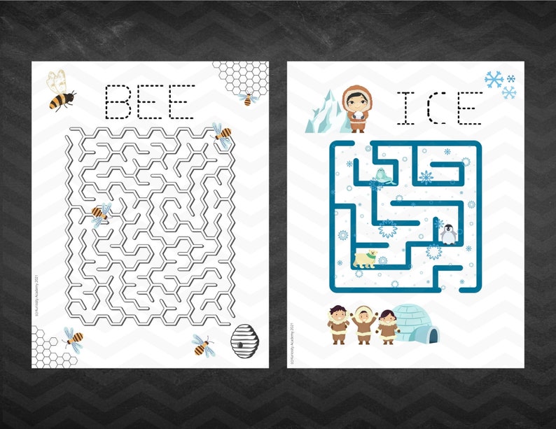 ABC Alphabet Maze Printable Puzzle Tracing Worksheet for - Etsy