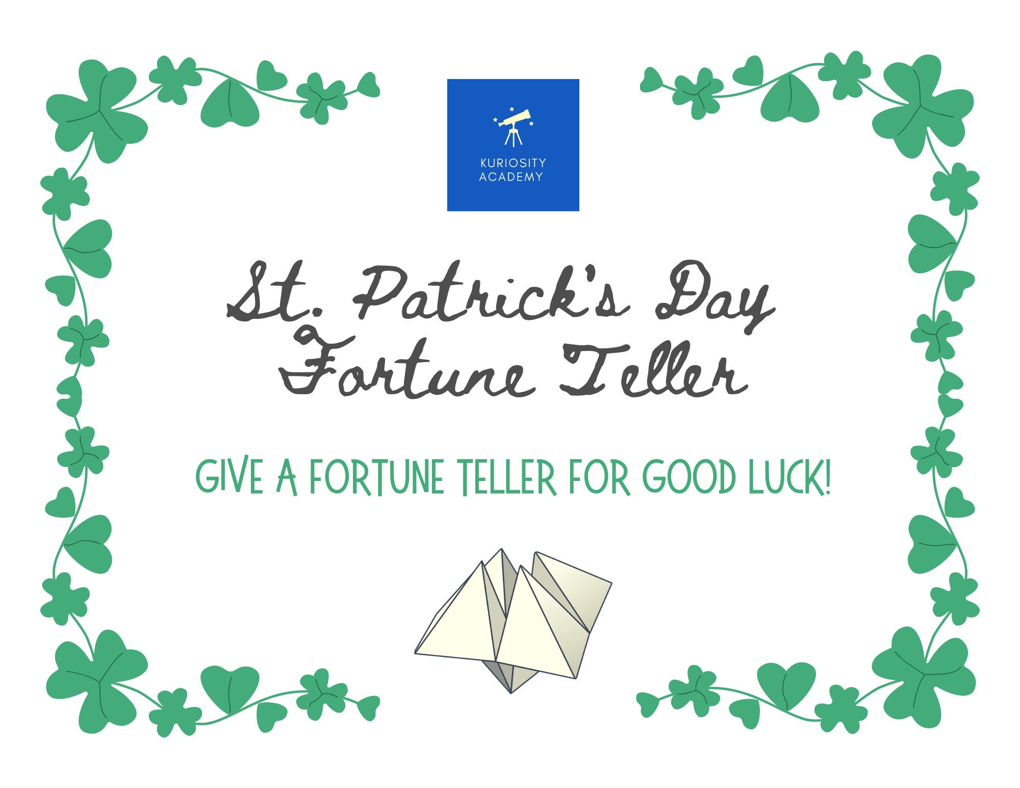 St. Patrick's Day Printable Fortune Teller - Etsy