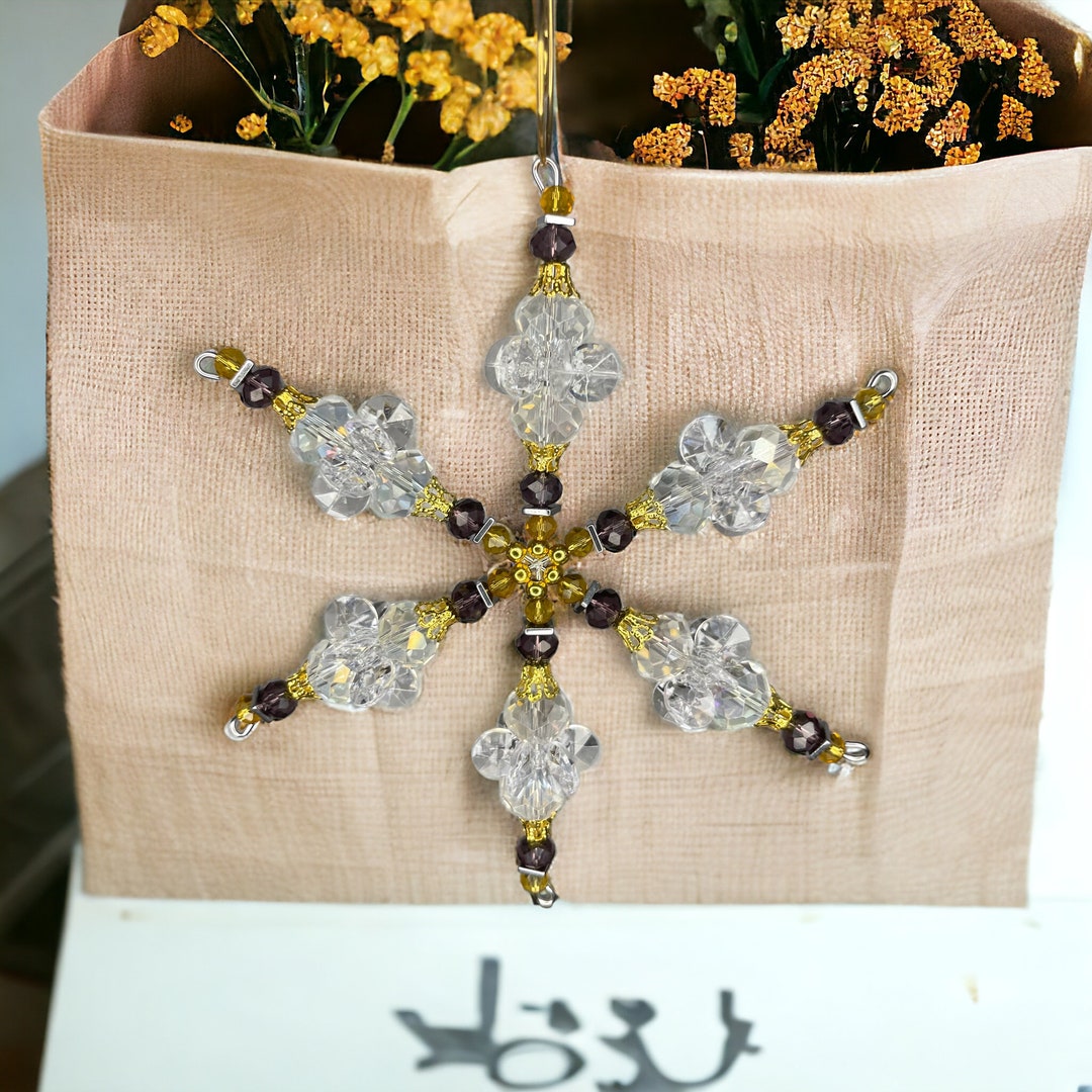 Elegant Snowflake Christmas Tree Ornament and Gift Accessory- Plum and ...