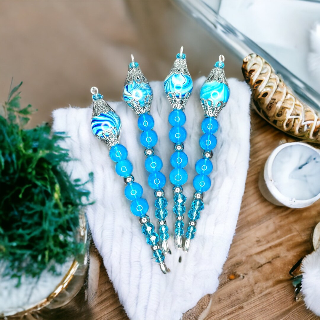 Aqua and Silver Bead Icicle Ornament - Etsy