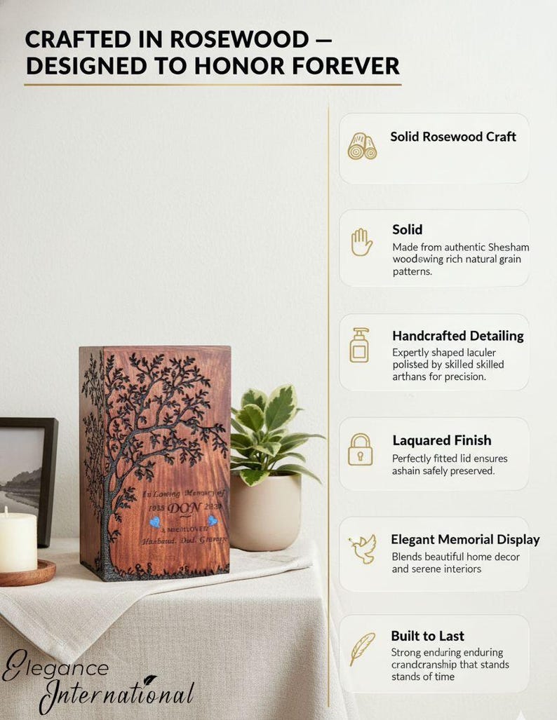 Tree of Life Custom Handmade Urn - Wooden Urns for Human Ashes ...