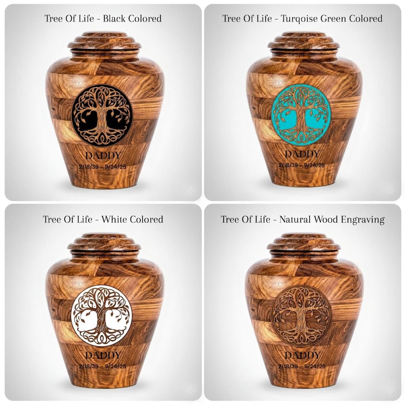 Tree of Life Wooden Urn for Human Ashes – Handmade Custom Cremation Urn ...