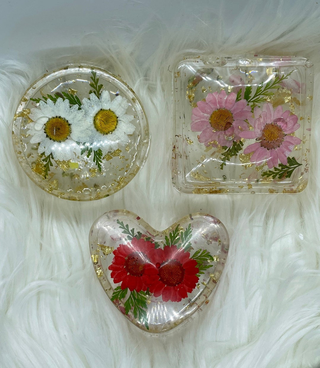 Floral Resin Dish Small Resin Trinket Dish Mini Storage Floral Resin ...