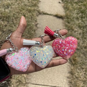 Sparkling Pink Glitter Keychain Stylish and Functional Accessory Custom ...