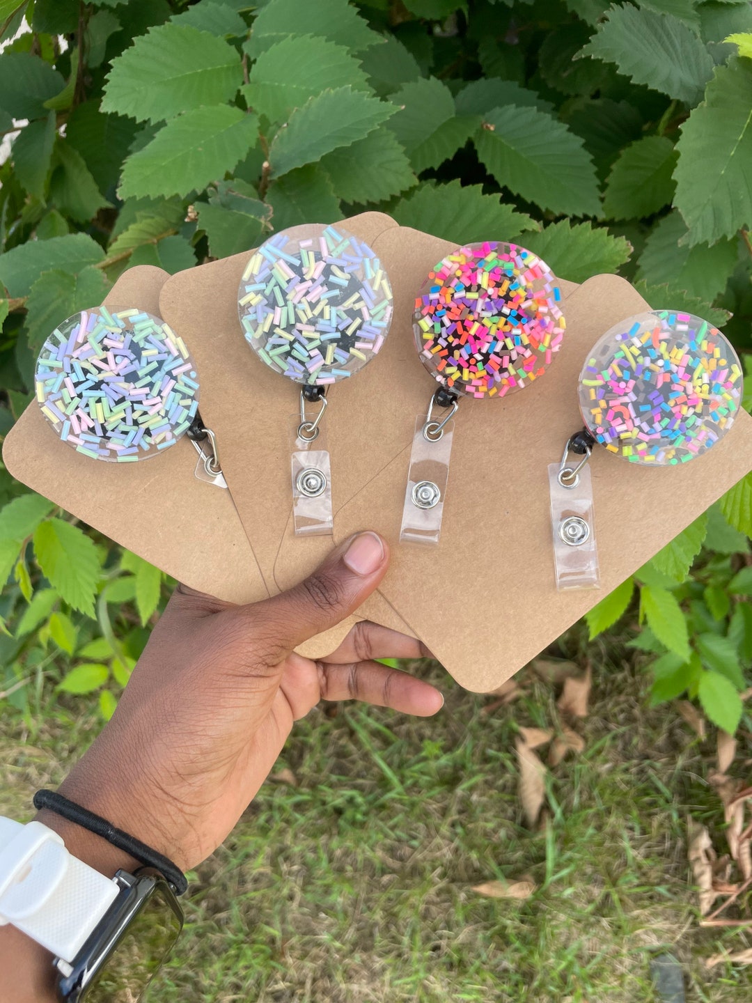 Sprinkles Resin ID Badge Reel Round ID Badge Holder Hospital ID Badge ...