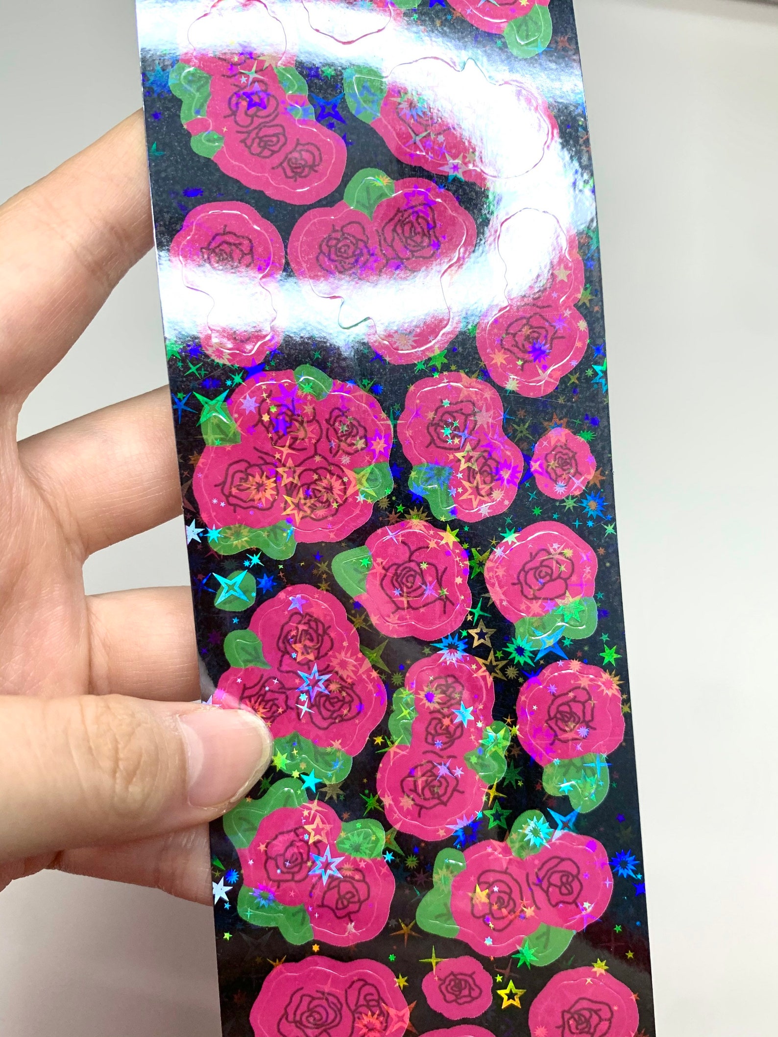 Holographic rose sticker sheet holo star polco deco planner | Etsy