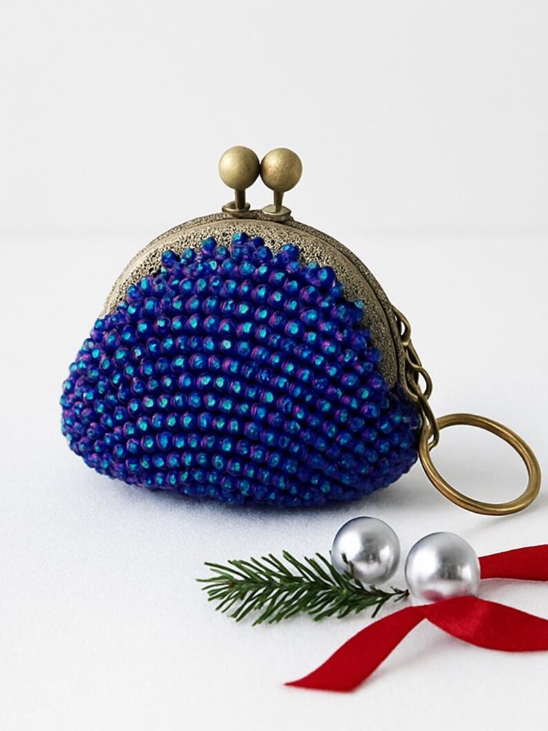 Small Beaded Blue Coin Purse Christmas Gift for Her - Etsy