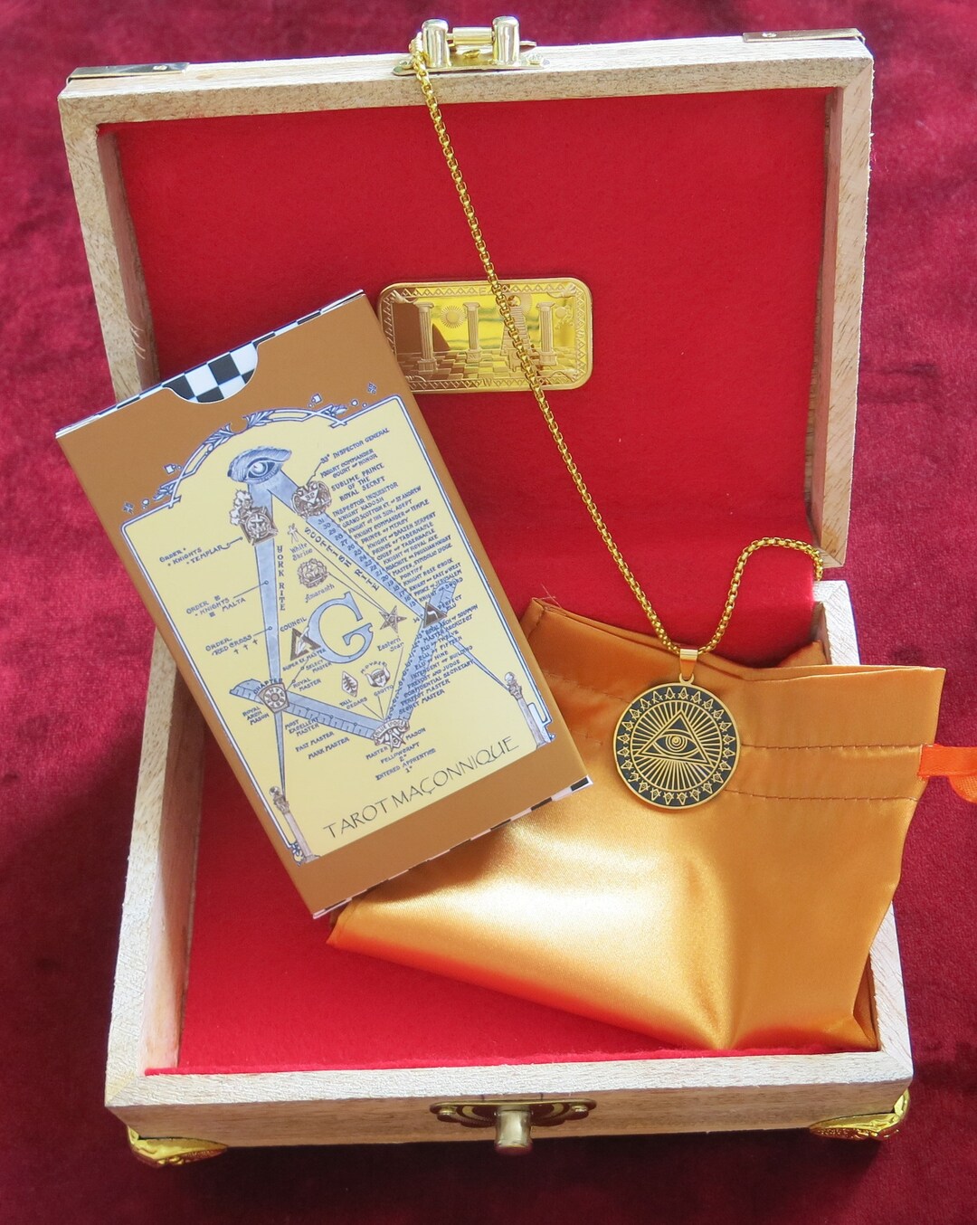 Masonic Tarot Vintage Wooden Box Mason Box Freemasons Gift Masonic ...