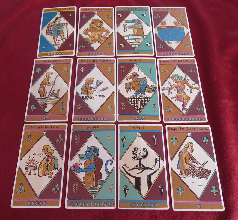 Aztec Tarot 1986 Piatnik - - Aztec Art Oracle Cards - Tarot Azteque - Etsy