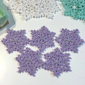 Handmade Lavender Crochet Snowflakes - Set of 5 | Unique Christmas ...