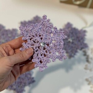 Handmade Lavender Crochet Snowflakes - Set of 5 | Unique Christmas ...