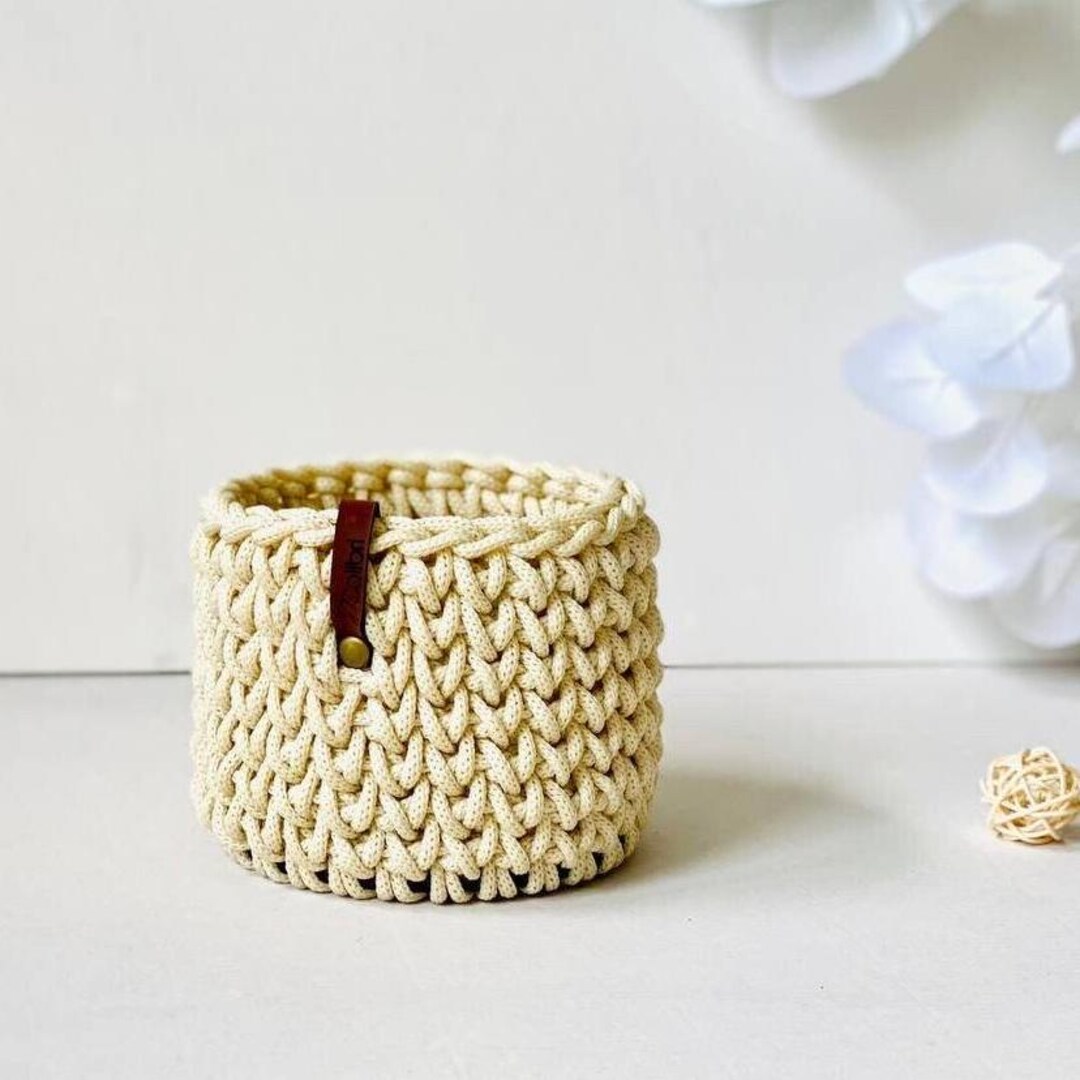 Handmade Basket, Top Handle Basket, Crocheted Basket, Luxury Basket ...