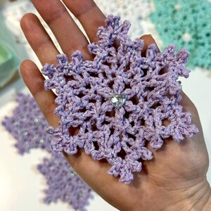 Handmade Lavender Crochet Snowflakes - Set of 5 | Unique Christmas ...