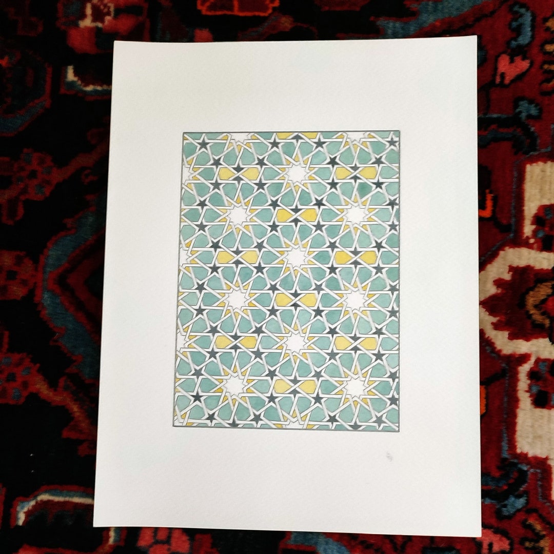 Islamic Pattern in Original Watercolor,eid Gift, Mashrabiya - Etsy