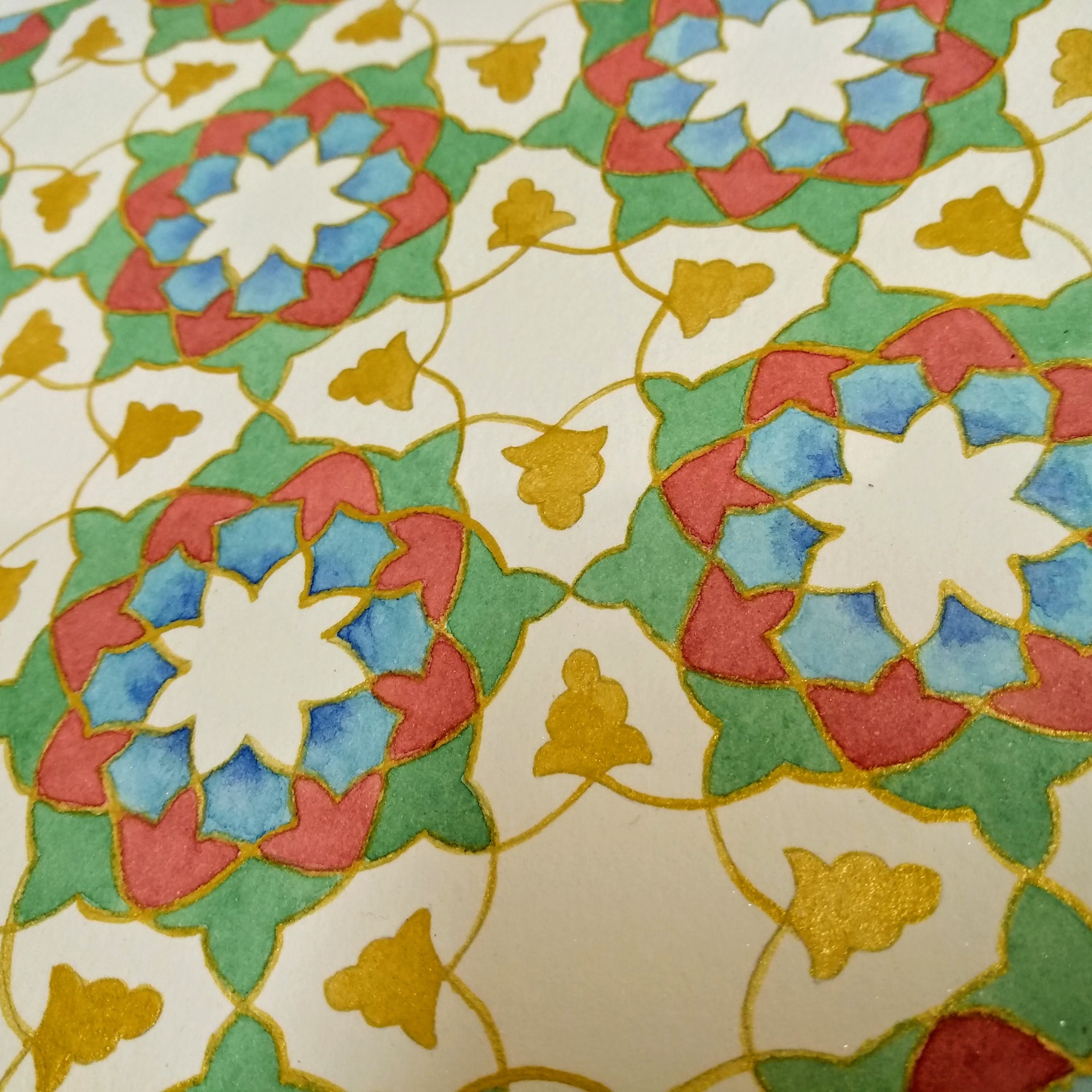 Islamic Pattern in Gold Original Watercolor,bohemian Decor,eid Gift ...