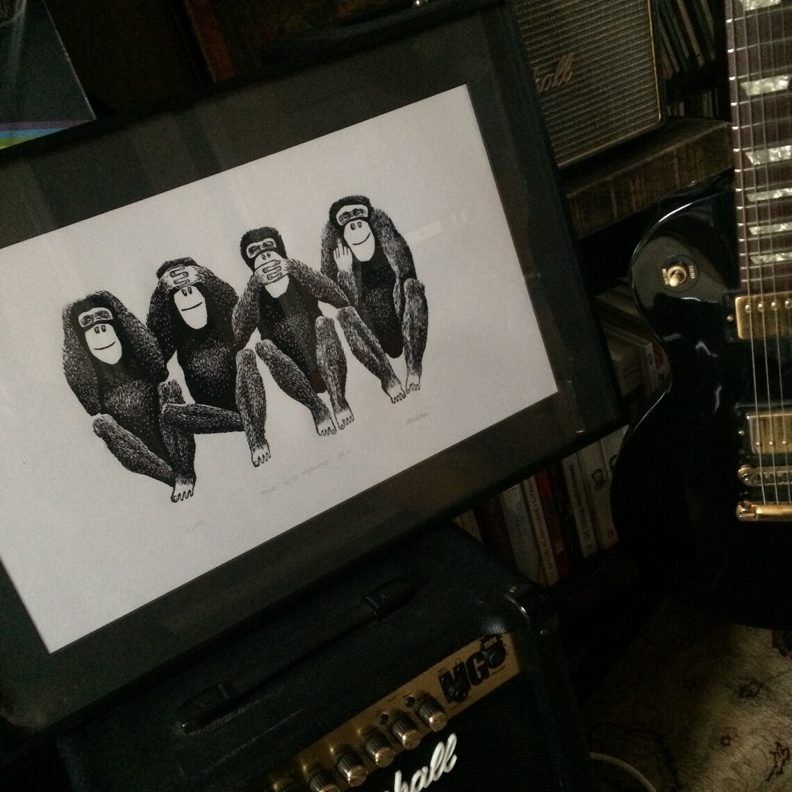 Monkey Print, Three Wise Monkeys, 3 Monkeys, Linocut, Limited Edition ...