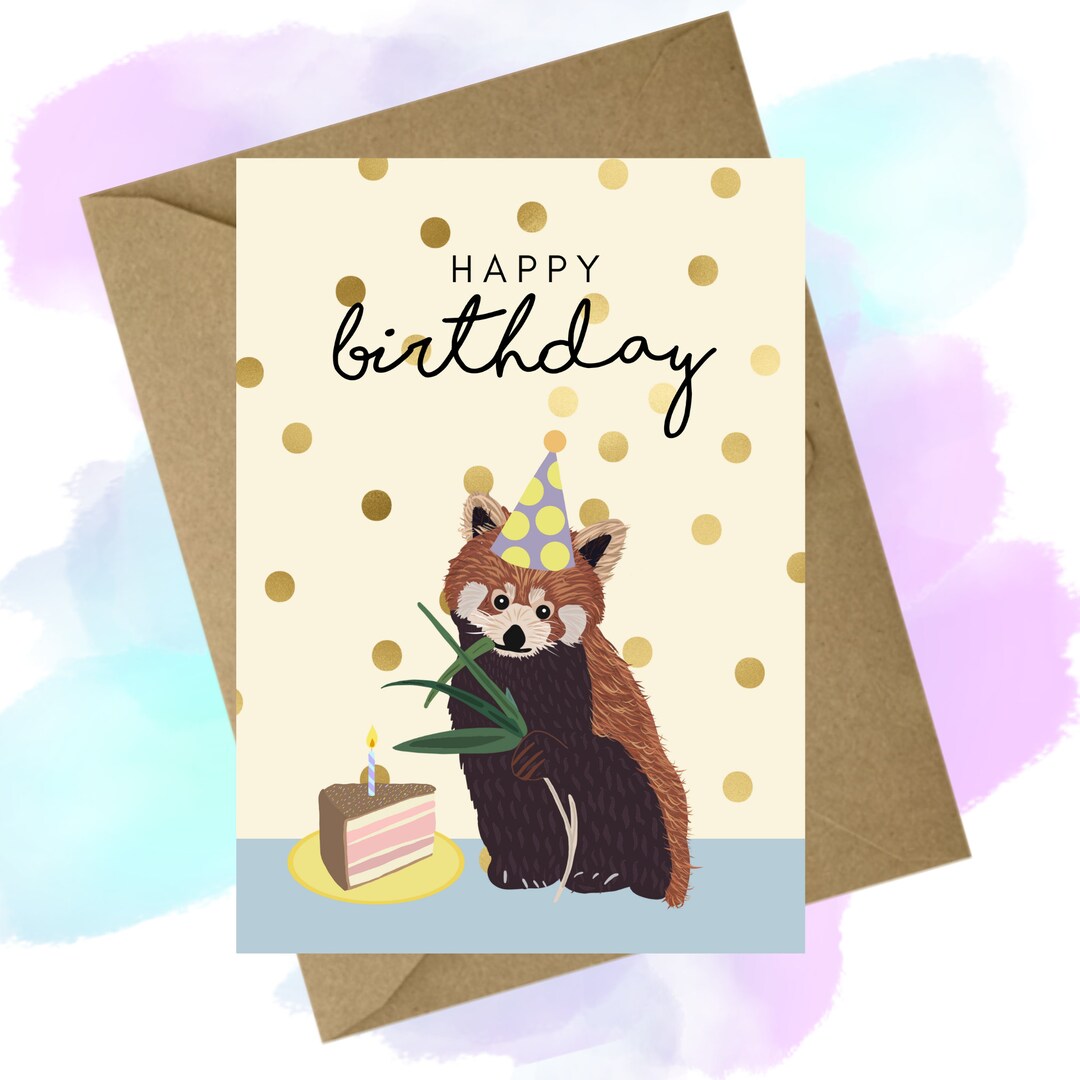 Red Panda Birthday Card A6 Greeting Card - Etsy