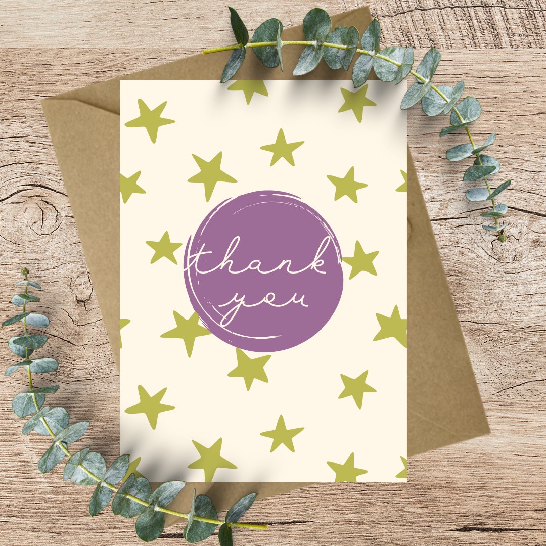 Star Pattern Thank You Card / Thank You Cards Wedding / Thank You Cards ...