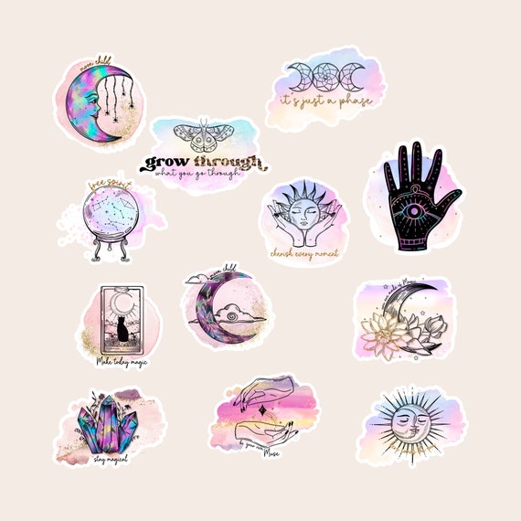 Hippie sticker pack Celestial Sticker Pack Astrology sticker Zodiac ...