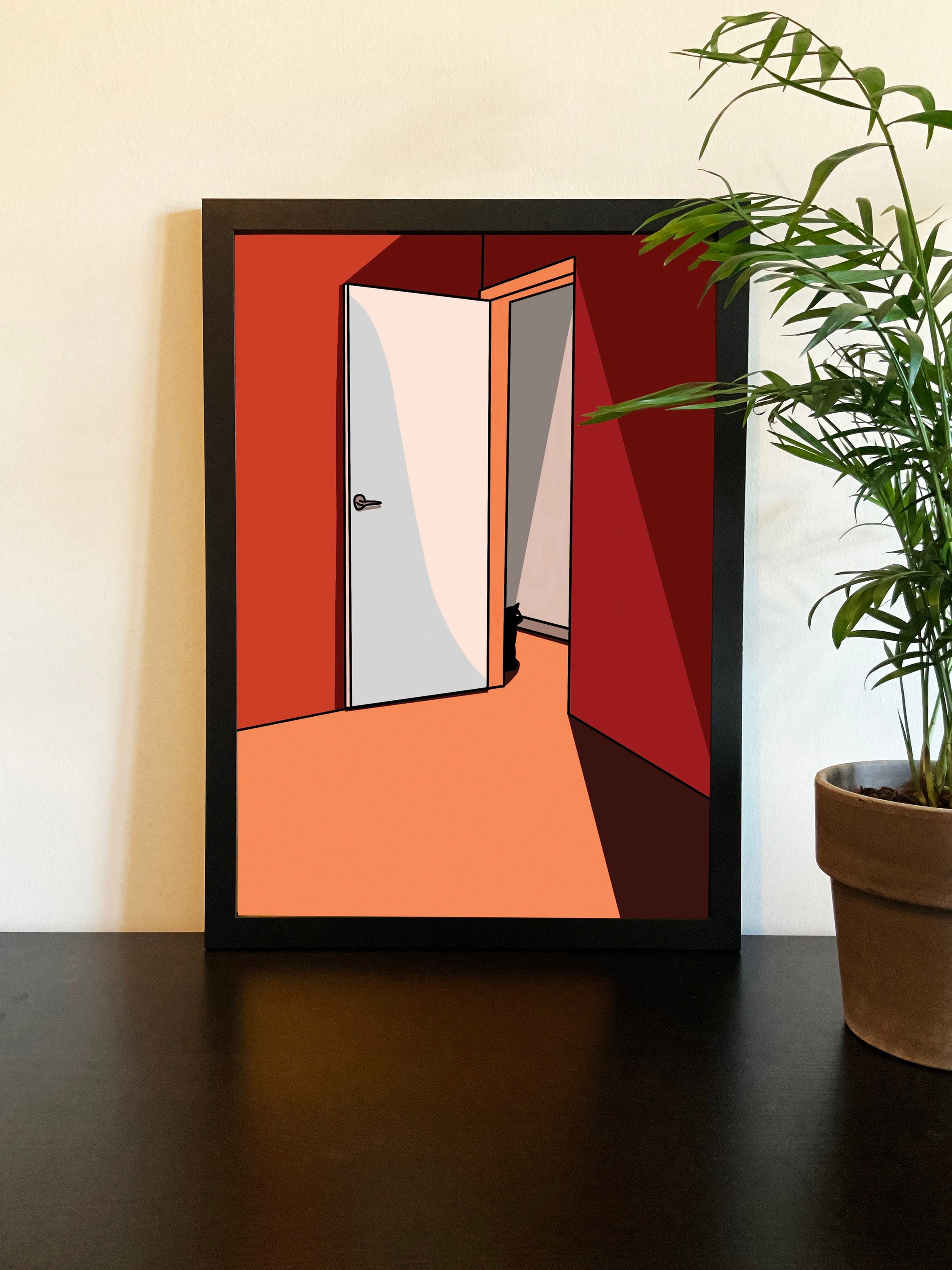 Illustrated cat print | Etsy