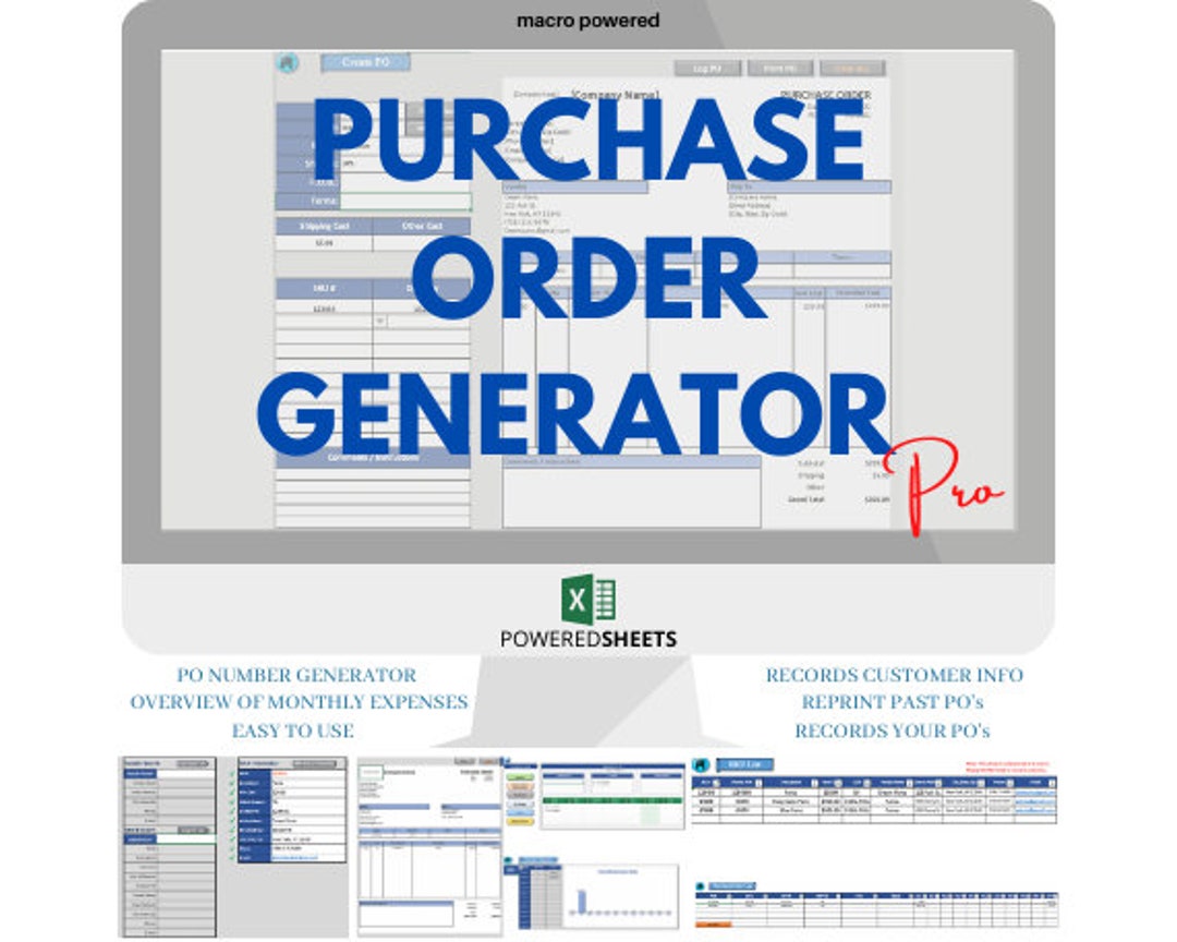 Purchase Order Generator Pro - Purchasing Spreadsheet, Excel ...