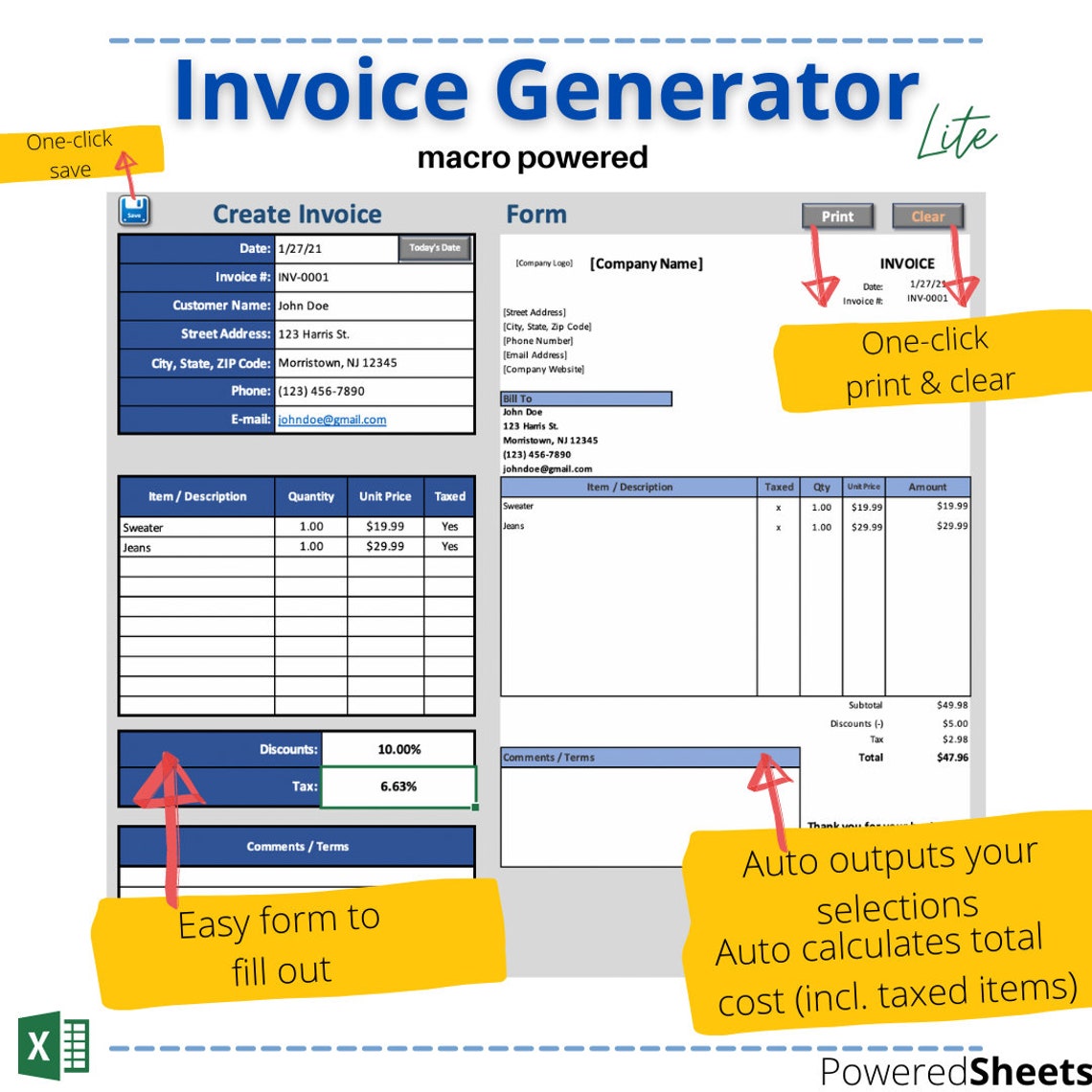 Invoice Generator Lite - Invoice Template, Invoice Creator, Excel ...