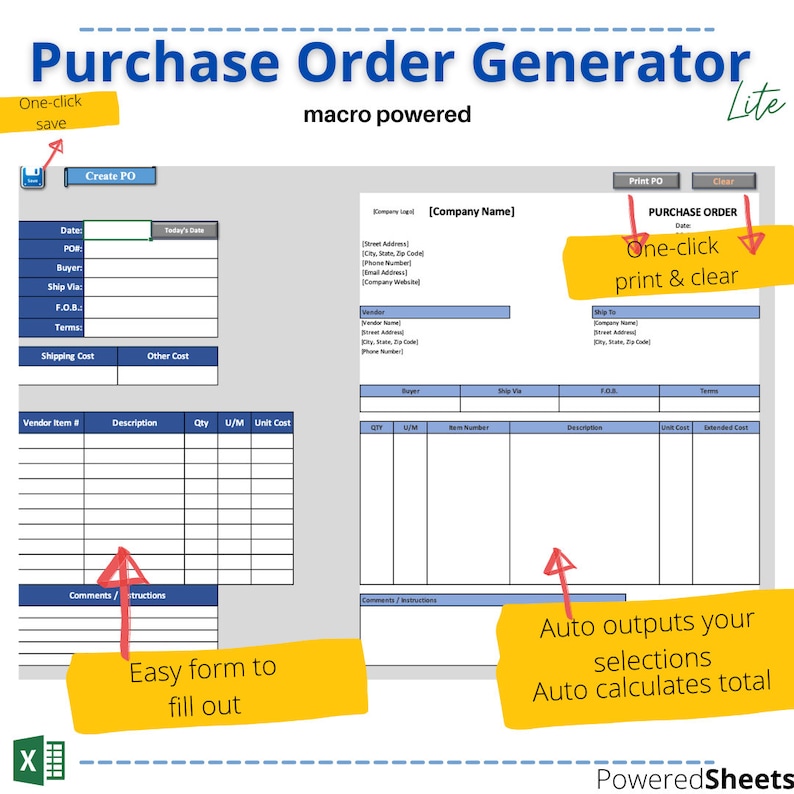 Purchase Order Generator - Lite - Etsy