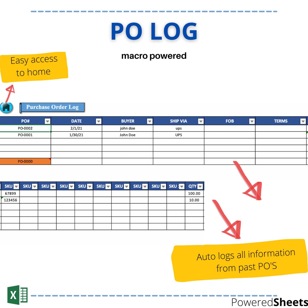 Purchase Order Generator Pro - Purchasing Spreadsheet, Excel ...