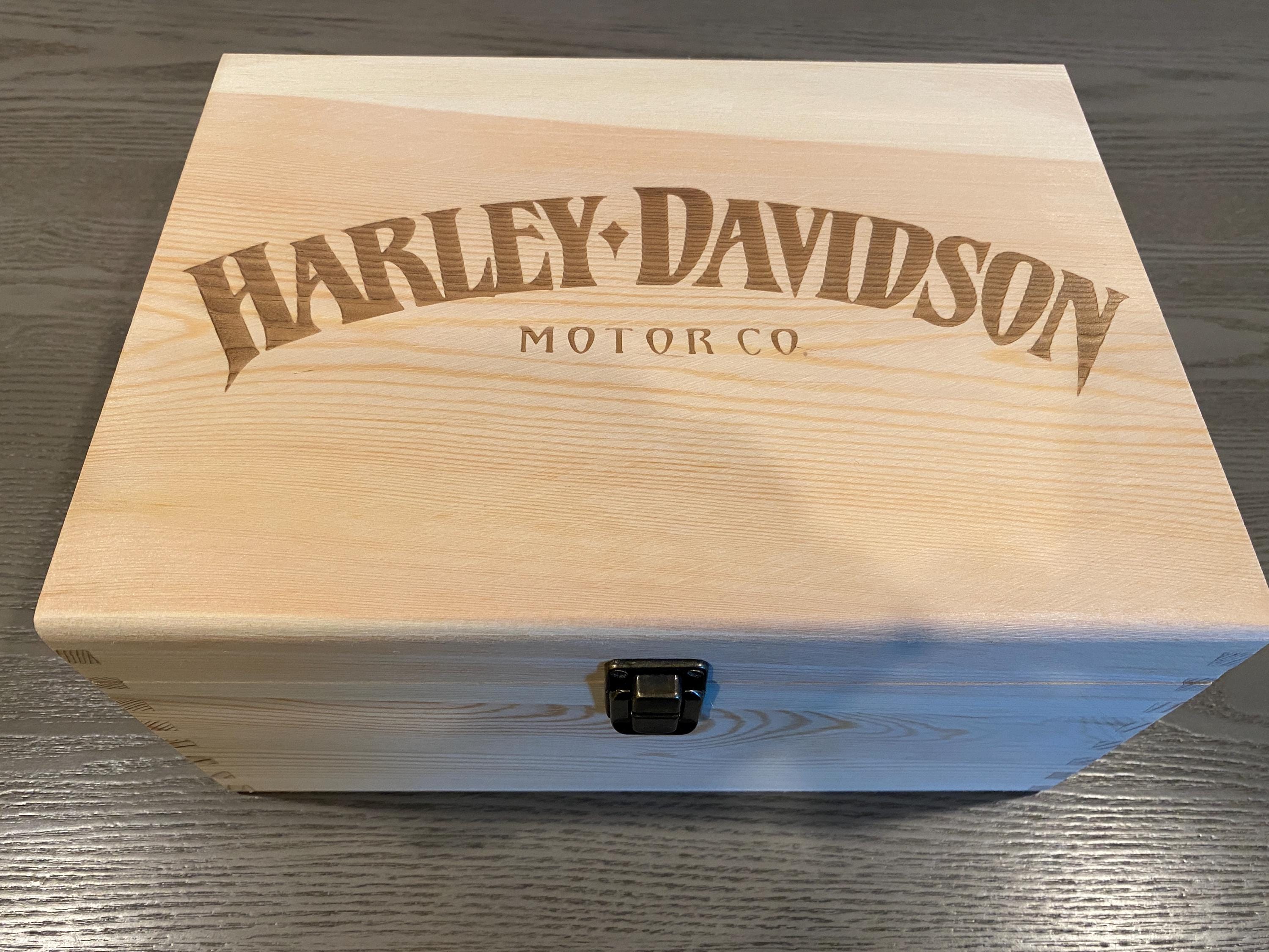 LARGE Engraved Wood Box Harley Davidson Memory / Keepsake Box - Etsy
