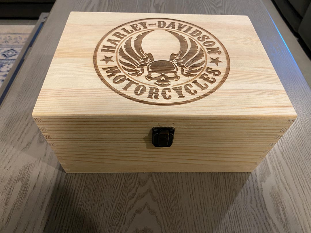 LARGE Engraved Wood Box - Harley Davidson - Memory / Keepsake Box - Etsy
