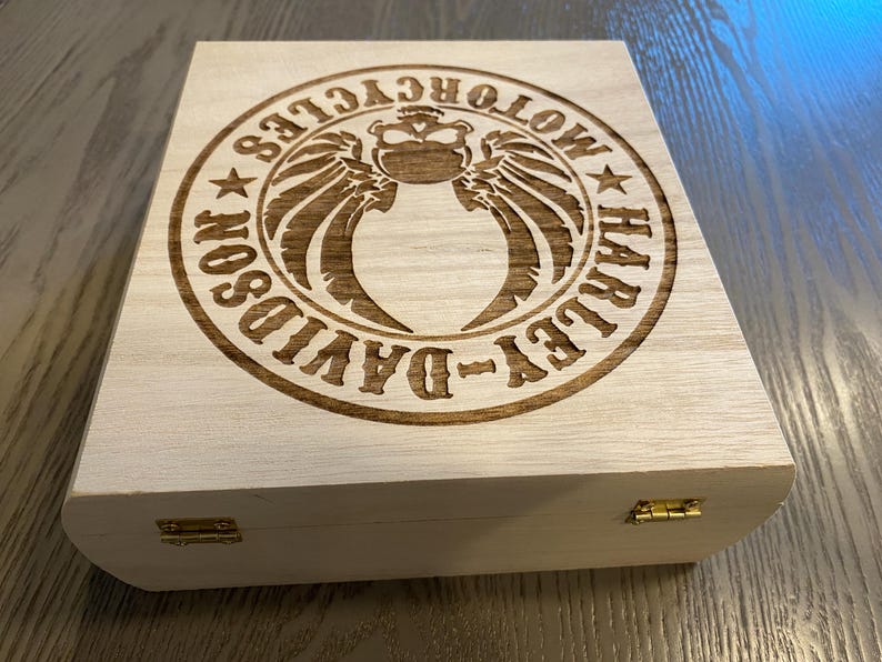 Wood Box Engraved - Harley Davidson - Etsy