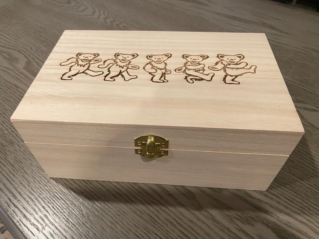 Engraved Wood Box - Dancing Bears - Grateful Dead - Memory / Keepsake ...