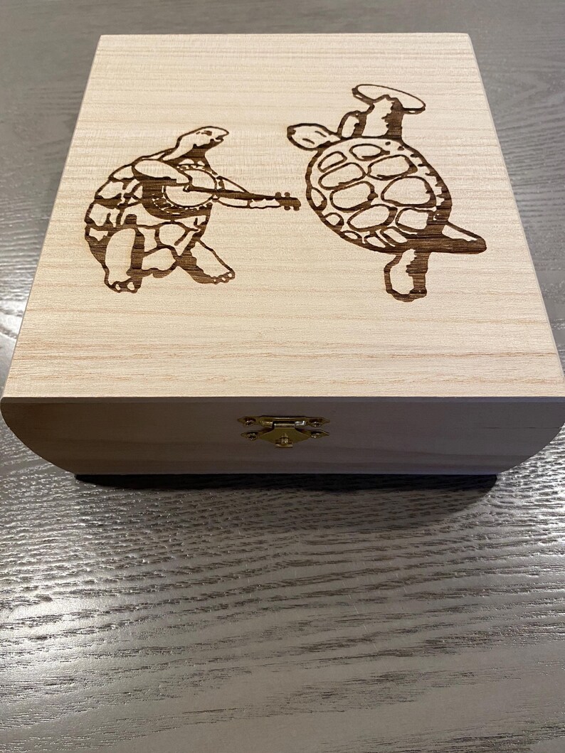 Wood Box Engraved - Terrapin Station - Dancing Turtles - Grateful Dead ...