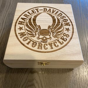 Wood Box Engraved - Harley Davidson - Etsy