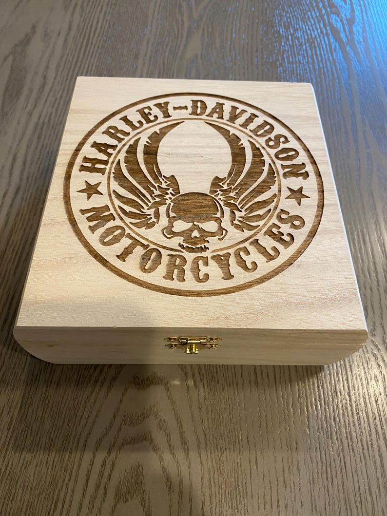 Wood Box Engraved - Harley Davidson - Etsy