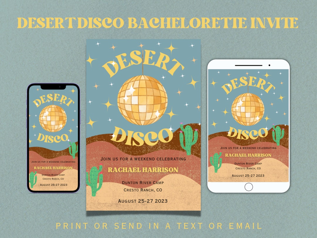 Desert Disco Bachelorette Invitation & Itinerary (digital Download) - Etsy