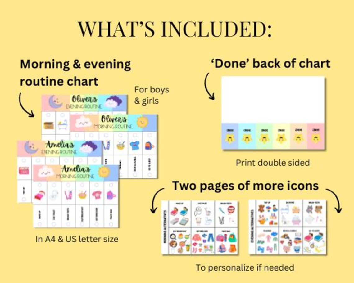 Flip Routine Chart Template Visual Schedule for Kids Editable Routine ...