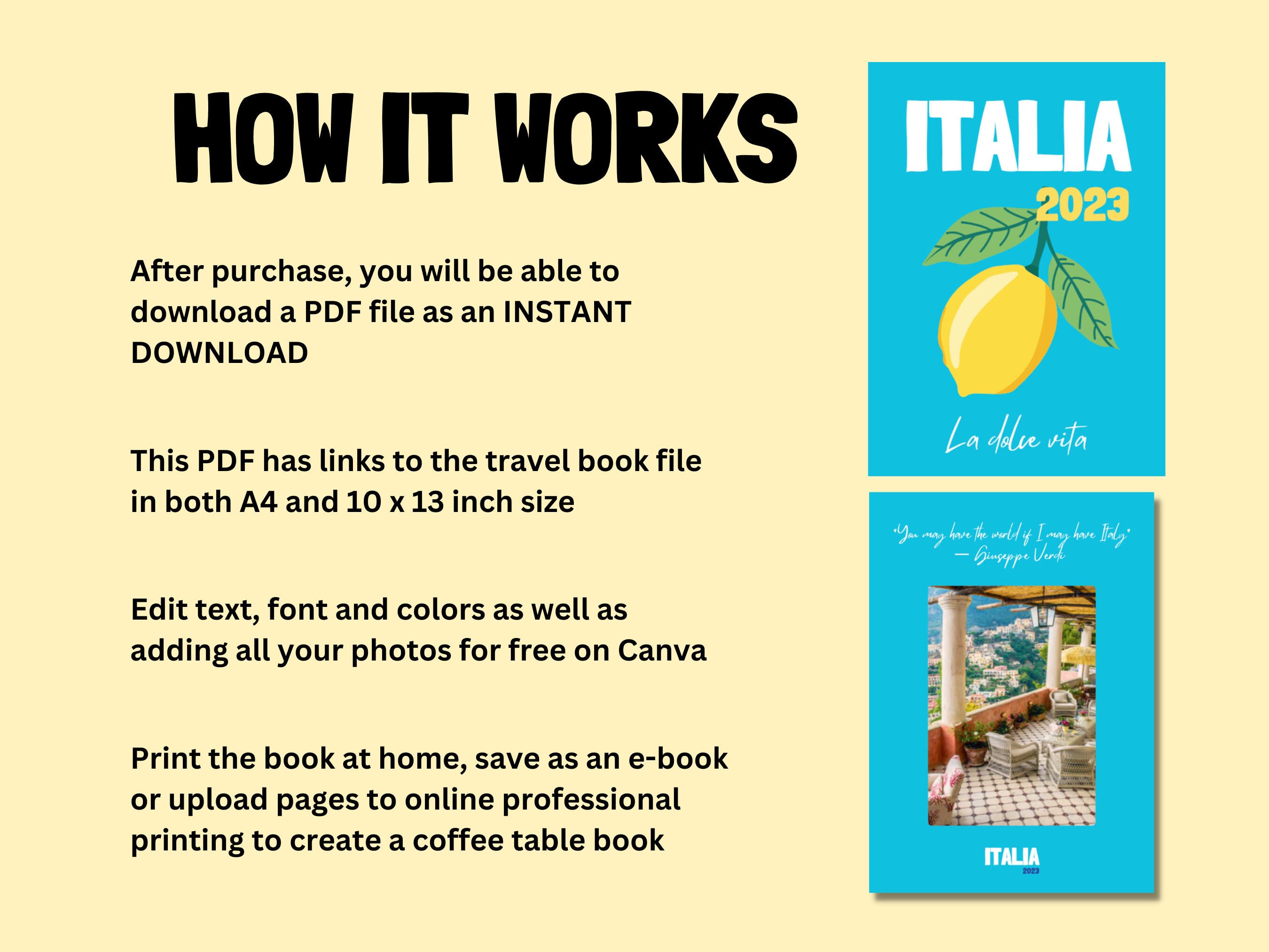 ITALY Aesthetic Travel Coffee Table Photo Book Template Personalized ...