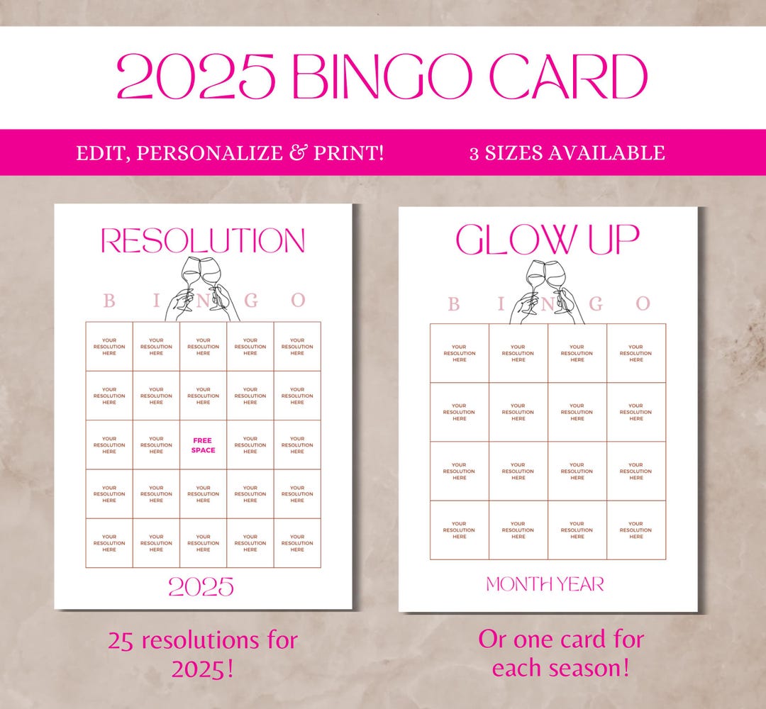 2025 Resolution Bingo Card: New Year Party Game (digital Download) - Etsy