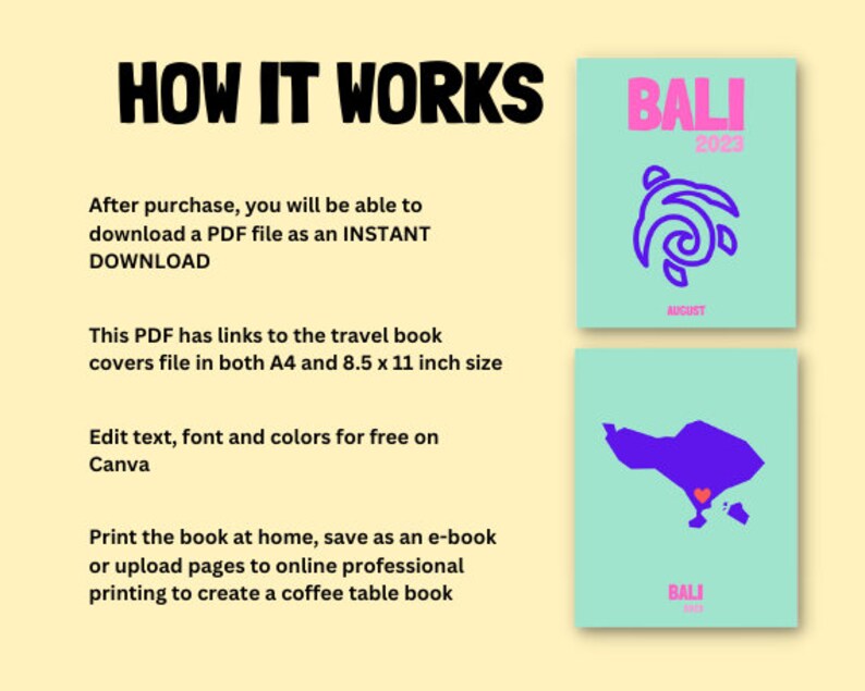 Bali Travel Photo Book Template: DIY Coffee Table Album (digital ...