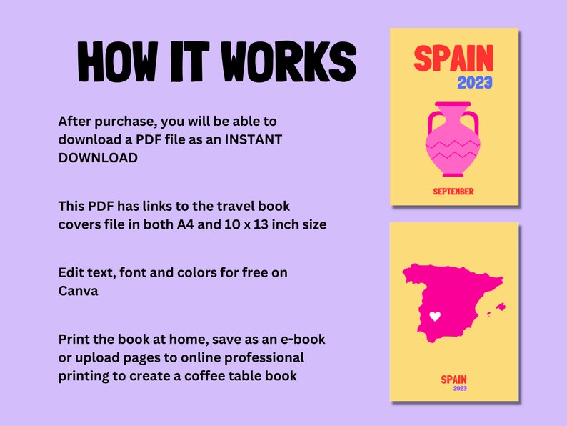 Spain Travel Photo Book Template: DIY Coffee Table Album (canva ...