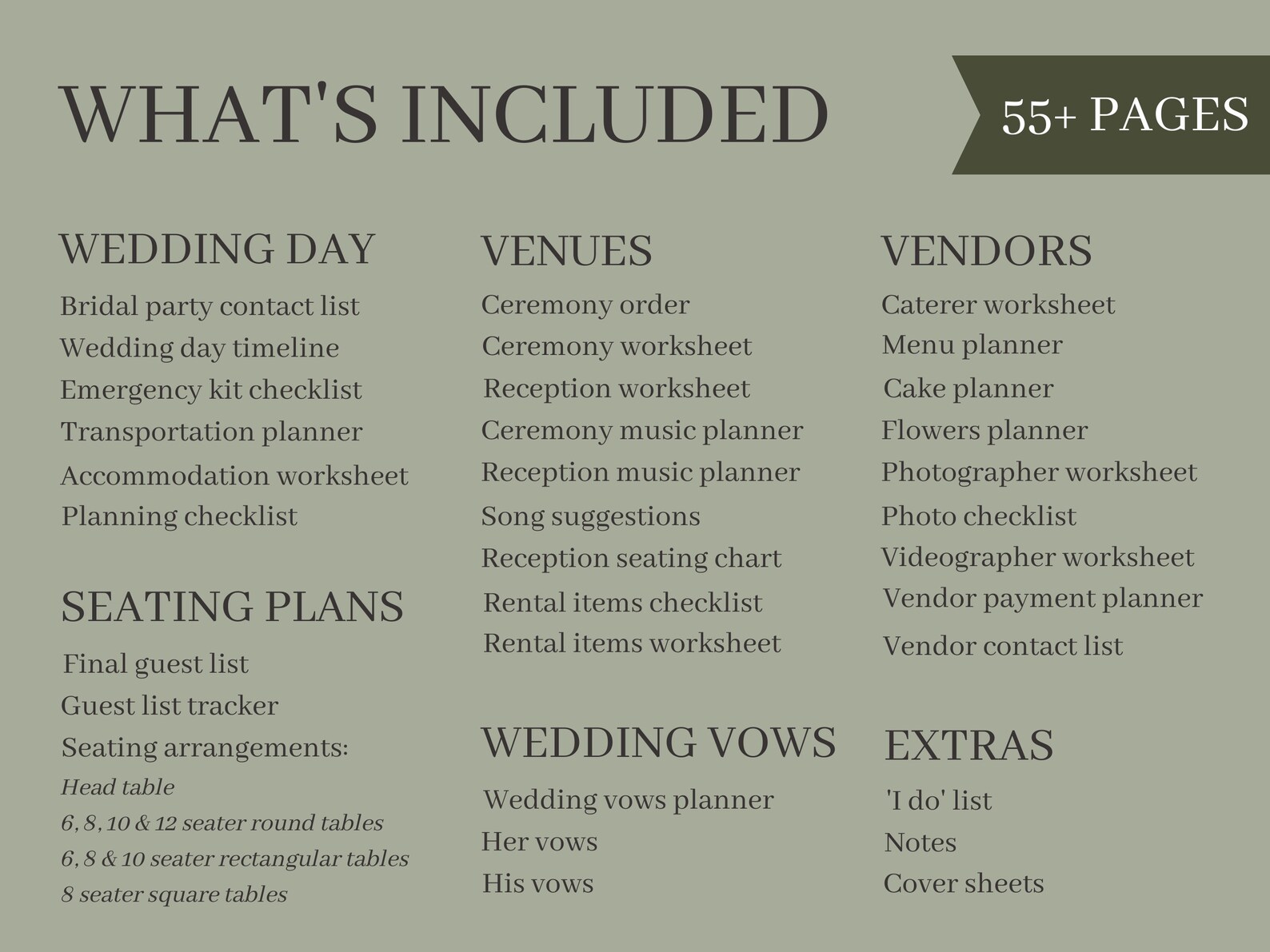 Editable SAGE Day-of Wedding Planner, Personalize Printable Planner ...