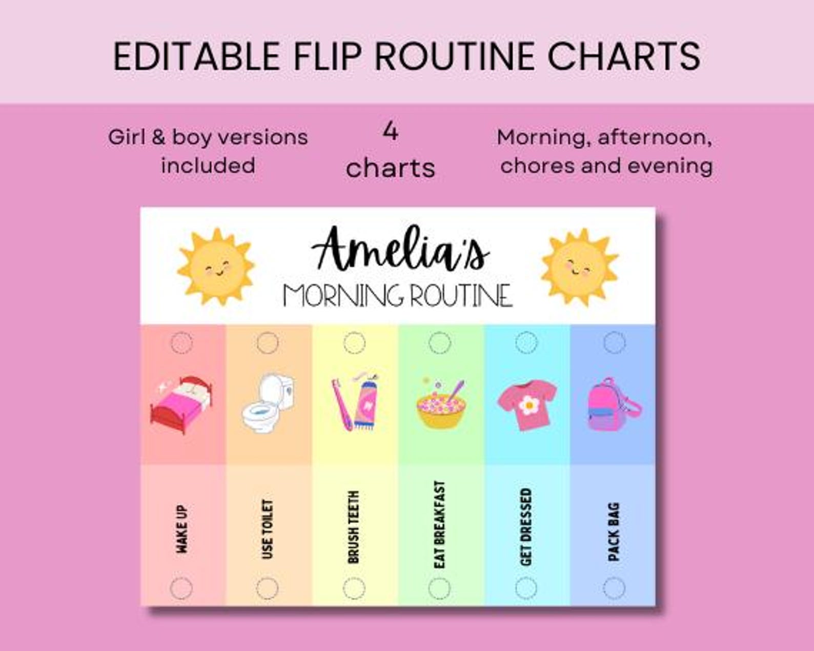 Flip Routine Chart Template Visual Schedule for Kids Editable Routine ...
