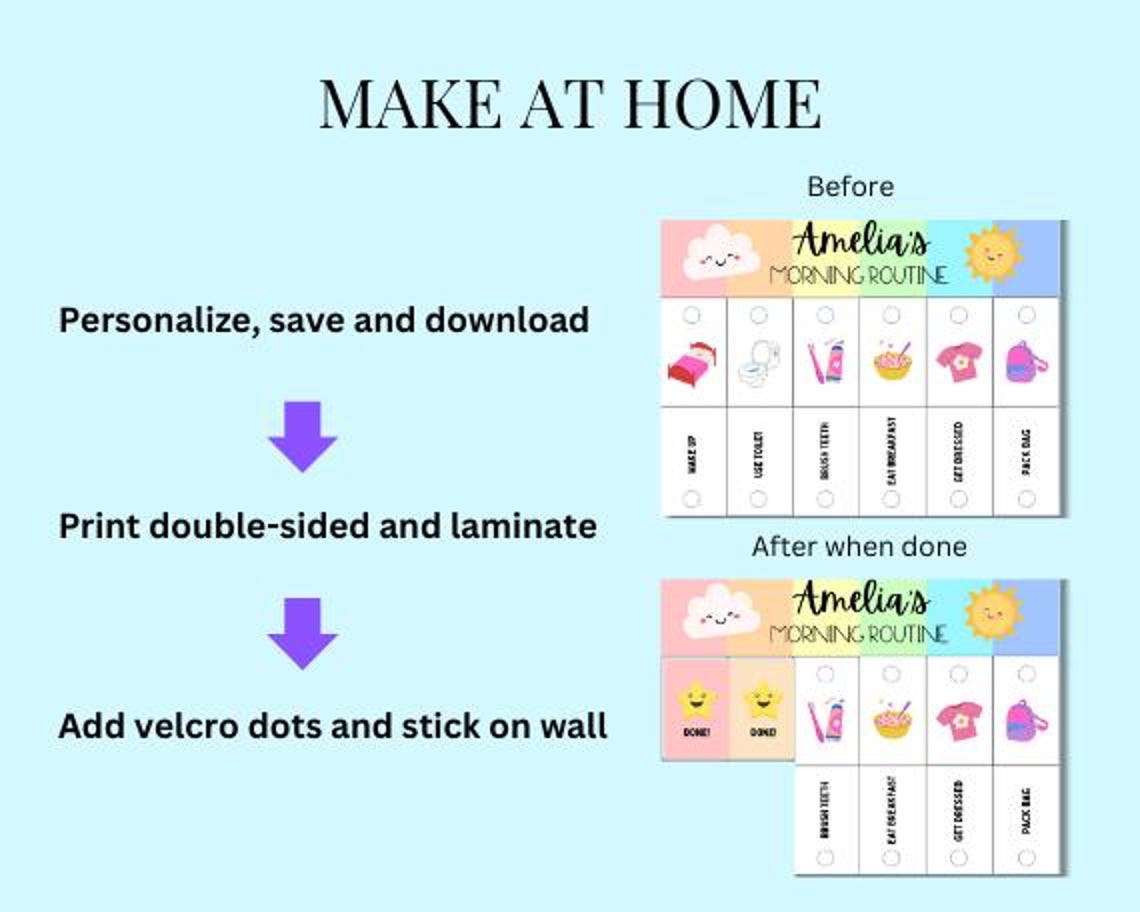 Flip Routine Chart Template Visual Schedule for Kids Editable Routine ...