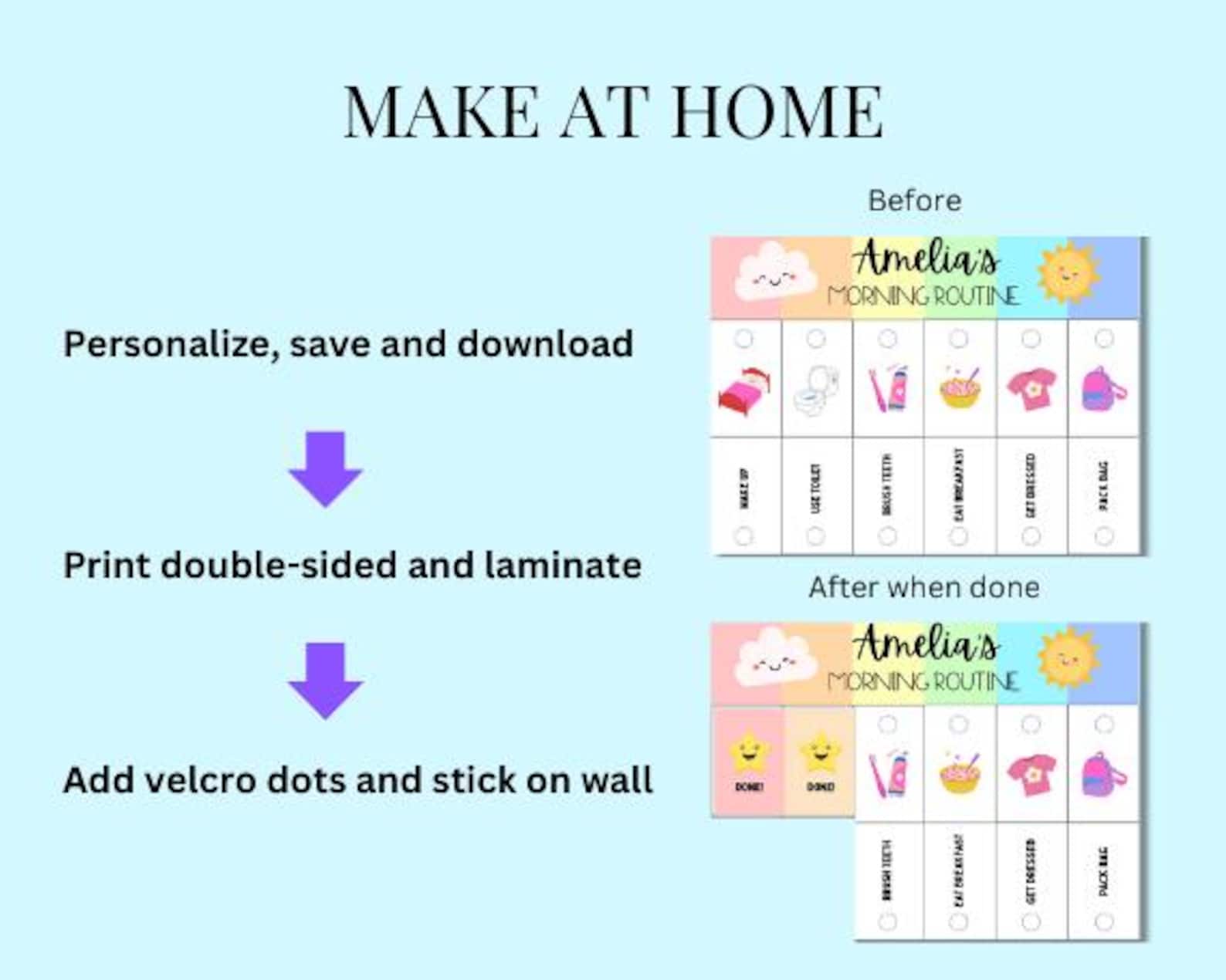 Flip Routine Chart Template Visual Schedule for Kids Editable Routine ...