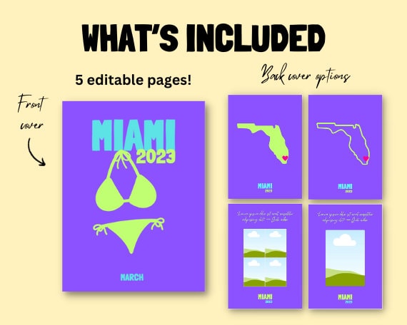 MIAMI Aesthetic Travel Coffee Table Photo Book Template Personalized ...