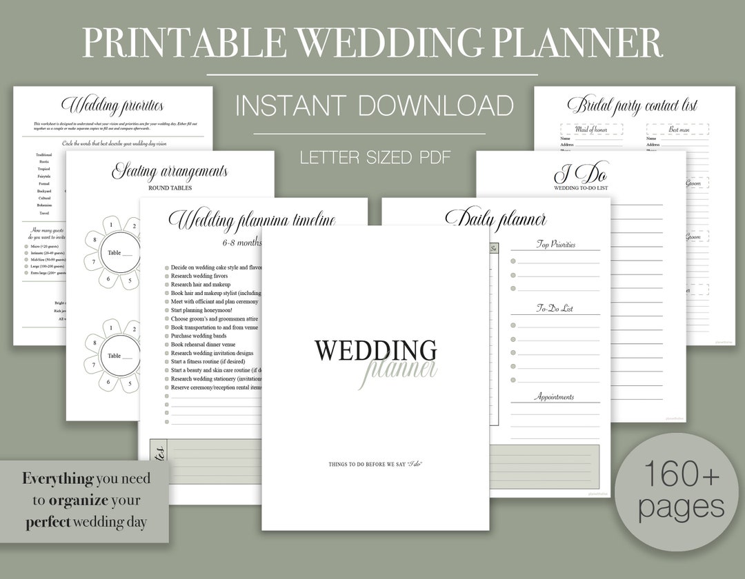 Sage Wedding Planner: 160+ Pages, Wedding Organizer (PDF) - Etsy