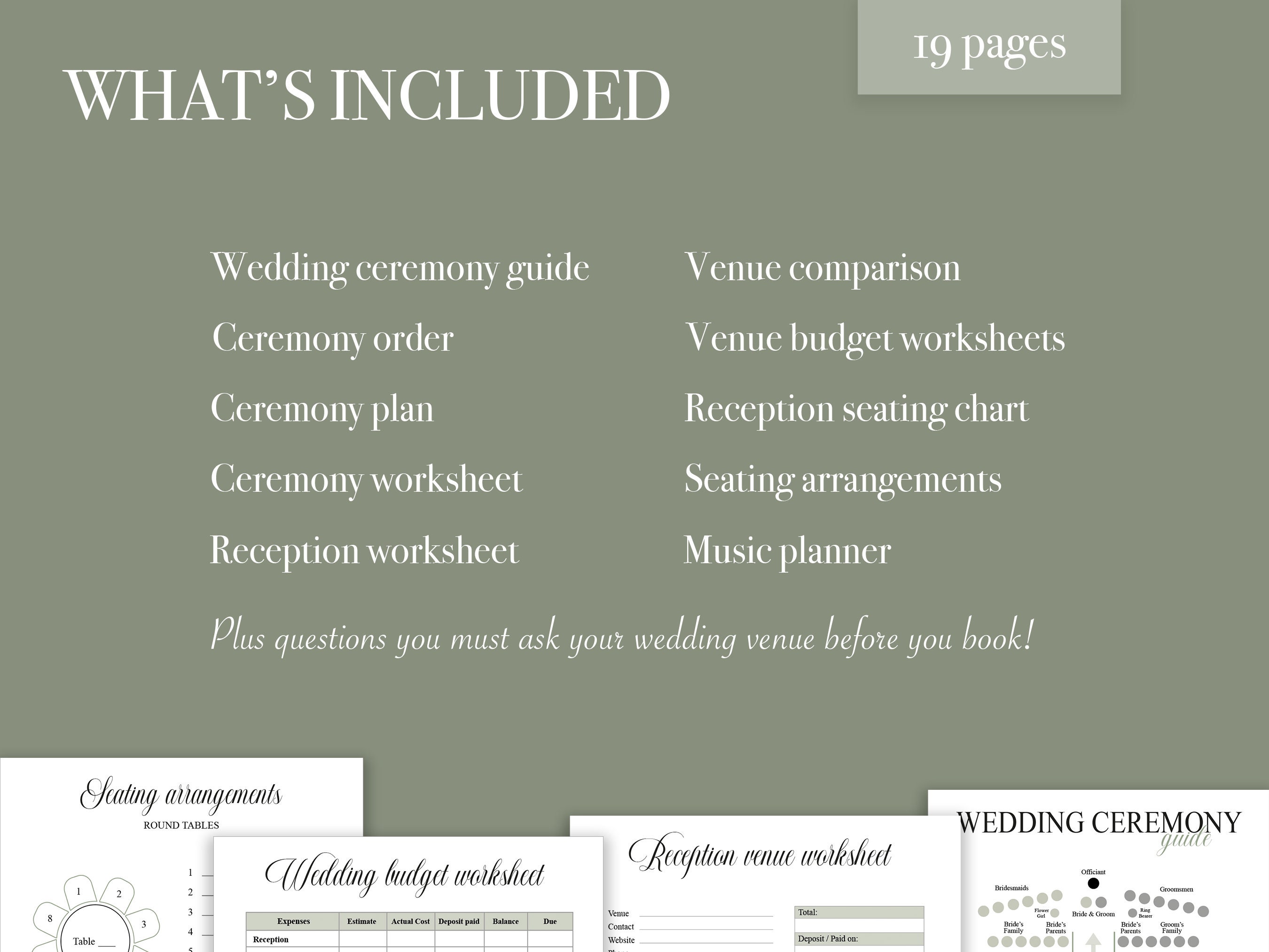 SAGE Wedding Venues Planner, Printable Planner for Brides, Digital ...