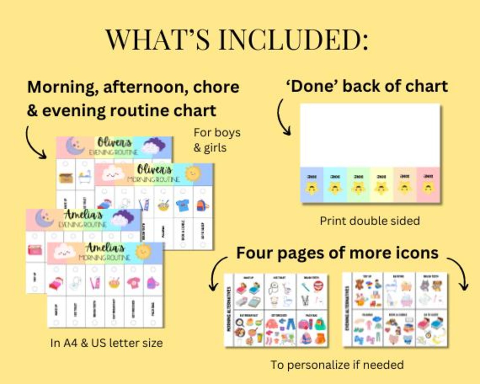 Flip Routine Chart Template Visual Schedule for Kids Editable Routine ...